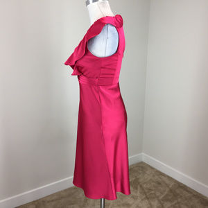 J. Crew | Dresses | J Crew Xs 2 Raspberry Pink Dress Satin Ruffle Neck ...